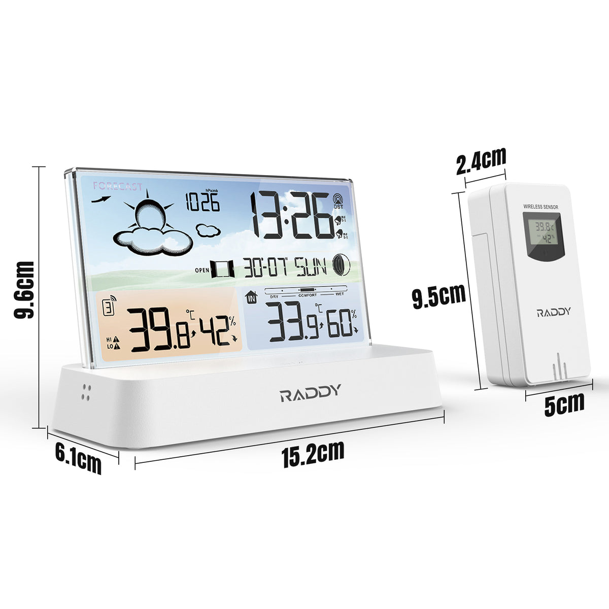 Raddy DT6 Weather Station | Temperature Humidity | Dual Alarm Clock | – Radioddity