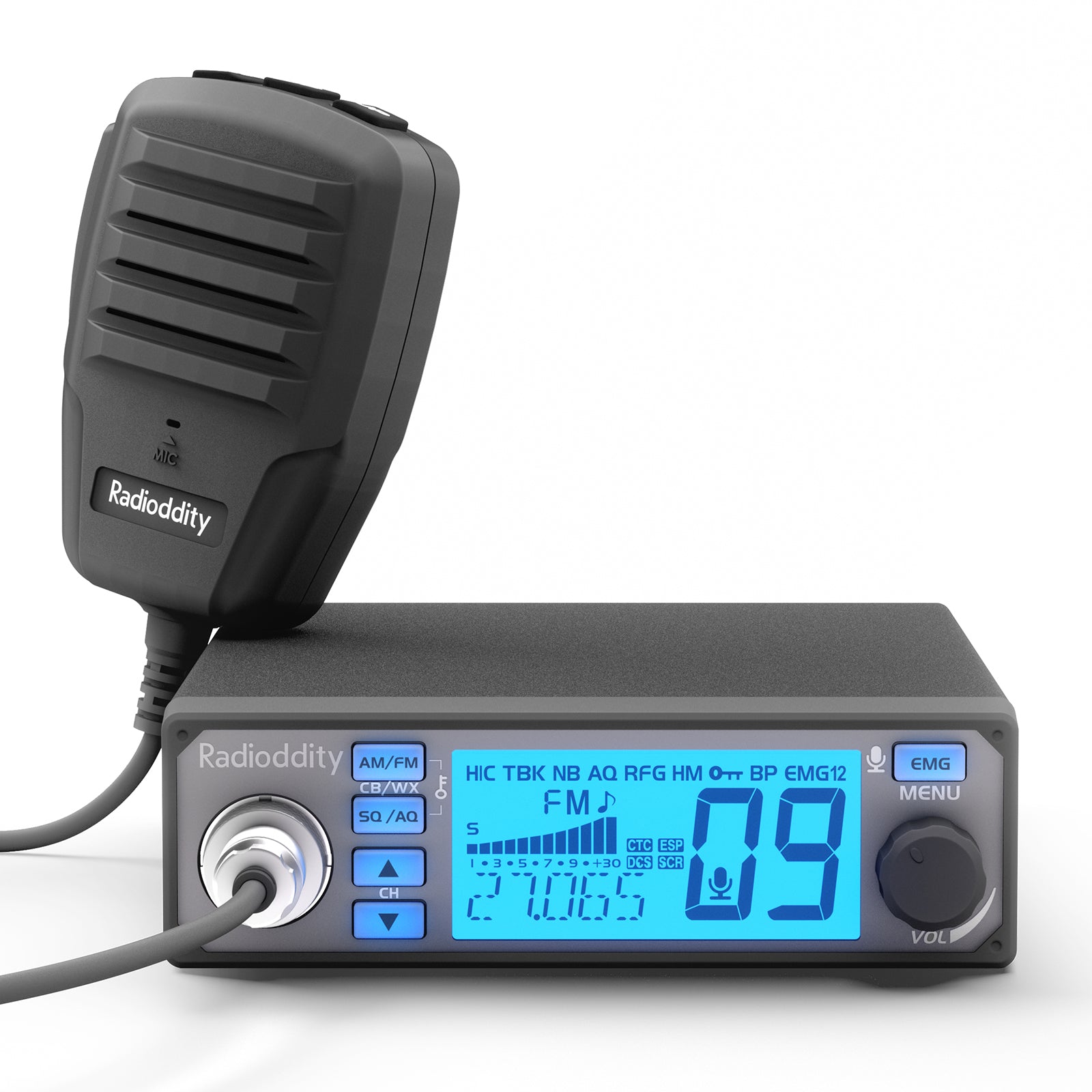 Radioddity CB-500 CB Radio | 4W | AM FM | Noise Reduction | 7 Color Ba