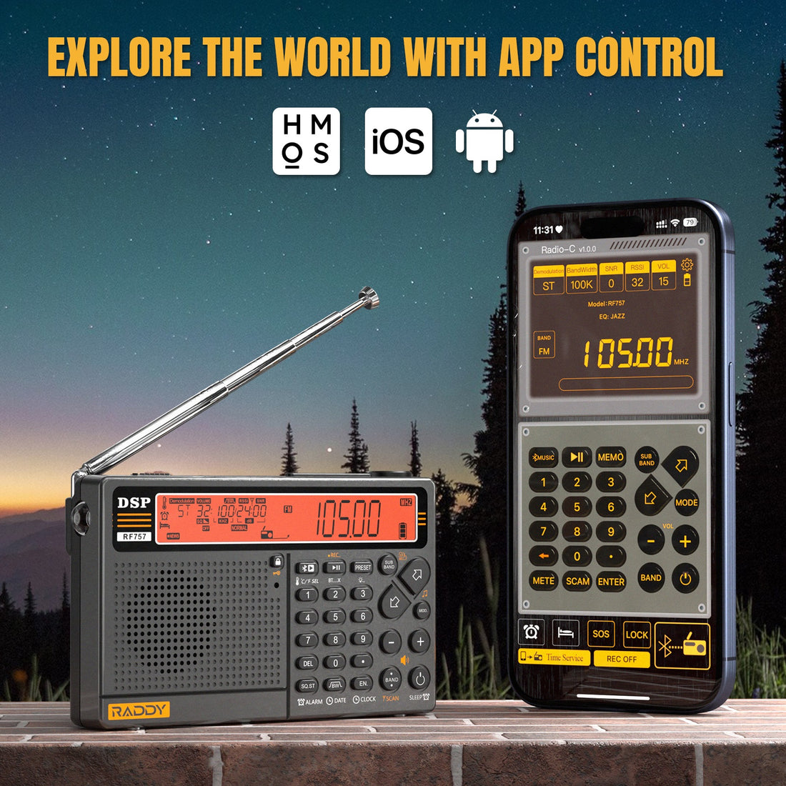 Raddy RF757 Shortwave Radio | APP Control | AM/FM/SW/VHF/UHF/CB/AIR/NO ...