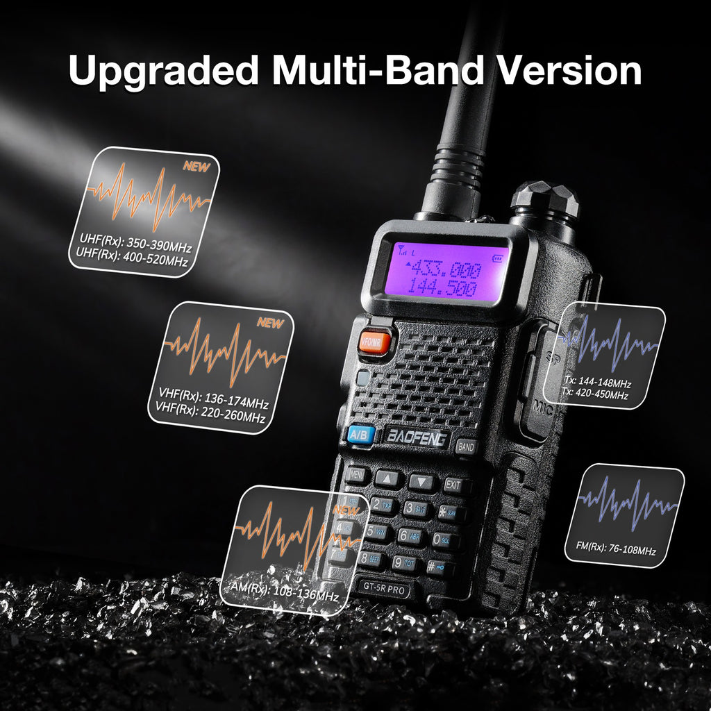 Baofeng GT-5R Pro Ham Radio | 5W | Dual Band | UHF/VHF/FM/Airband/NOAA ...