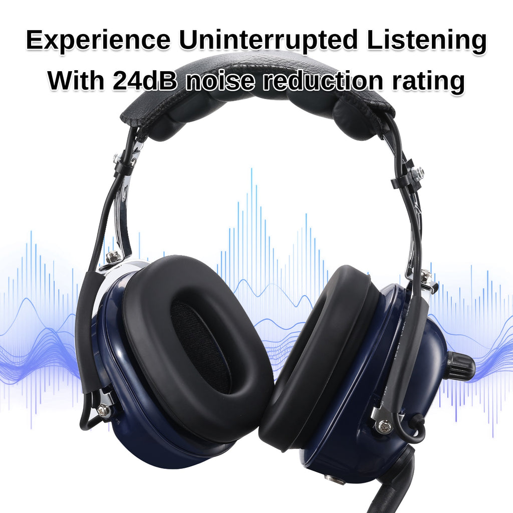 Radioddity AH200 General Aviation Headset | 24dB Noise Reduction | Adjustable Headband | 360 ...