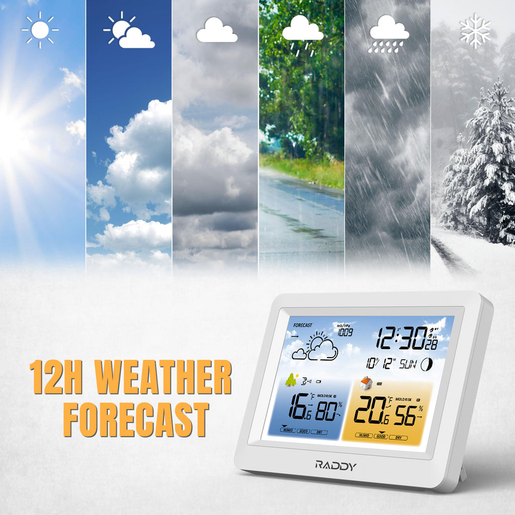 Raddy WM6 Weather Station | Wireless Thermometer Hygrometer | Built-in ...