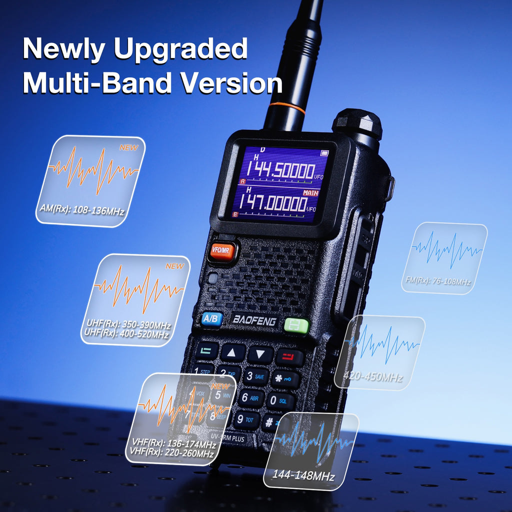 Baofeng UV-5RM Plus | Multi-Band | Airband | 8W | NOAA | 2500mAh Batte– Radioddity