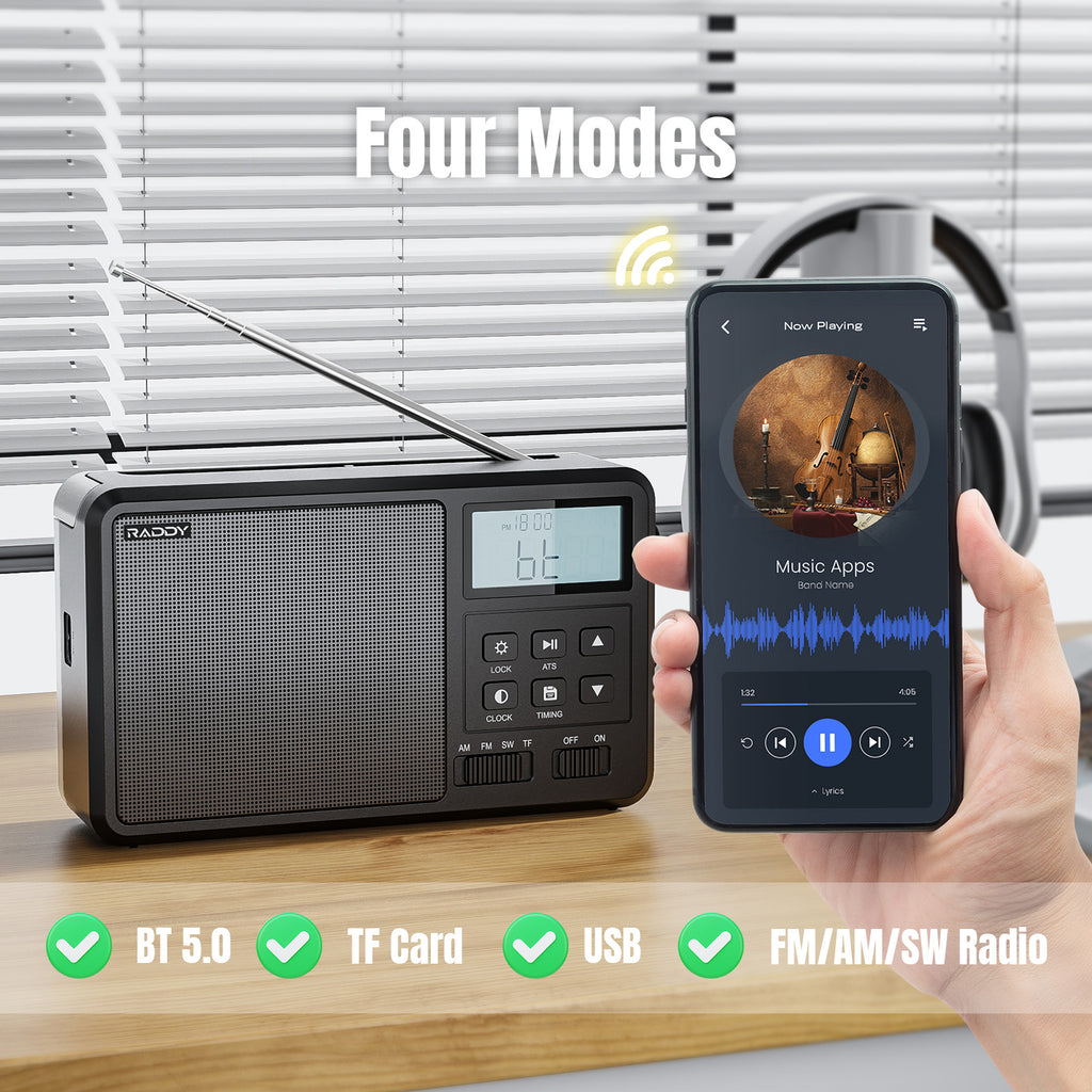 Raddy RF206 Shortwave Radio | FM/AM/SW | 8W Speaker | LCD Display ...