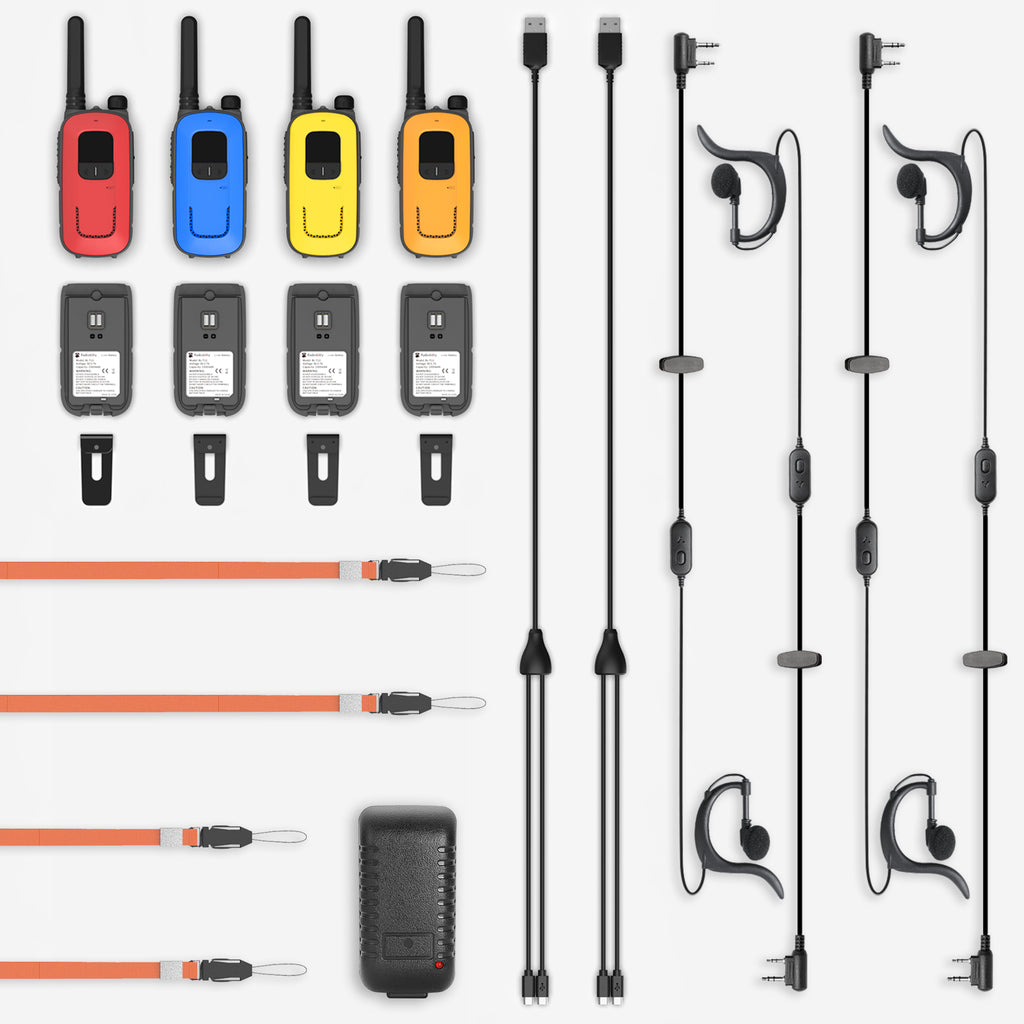 Radioddity FS-T3/PR-T3 [4 Packs] FRS License-free USB Charging Radios