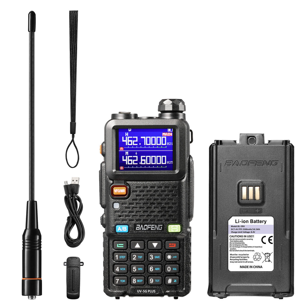 Baofeng UV-5G Plus GMRS Radio | 5W | 2500mAh USB-C Battery | Frequency ...