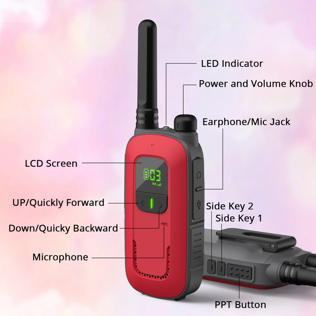 Radioddity FS-T3/PR-T3 [4 Packs] FRS License-free USB Charging Radios