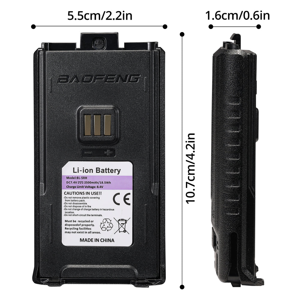 2500mAh Battery for Baofeng UV-5G Plus / UV-5RM Plus | Radioddity