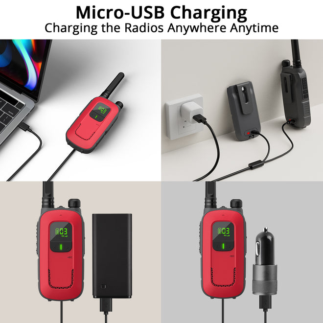Radioddity FS-T3/PR-T3 [4 Packs] FRS License-free USB Charging Radios