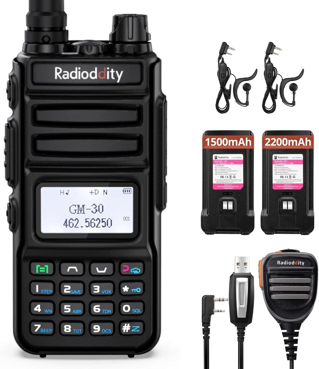 Radioddity GM-30 GMRS Radio 5W Dual Band NOAA Scanner USB Charge SYNC