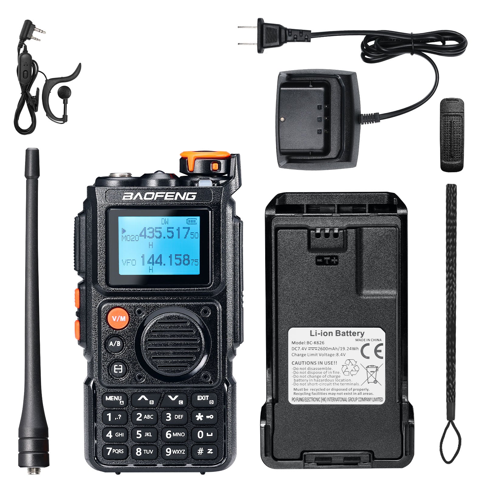 Baofeng K6 Tri-Band Radio | 5W | 999 CH | UHF/VHF/1.25M/NOAA/FM/Air Re ...