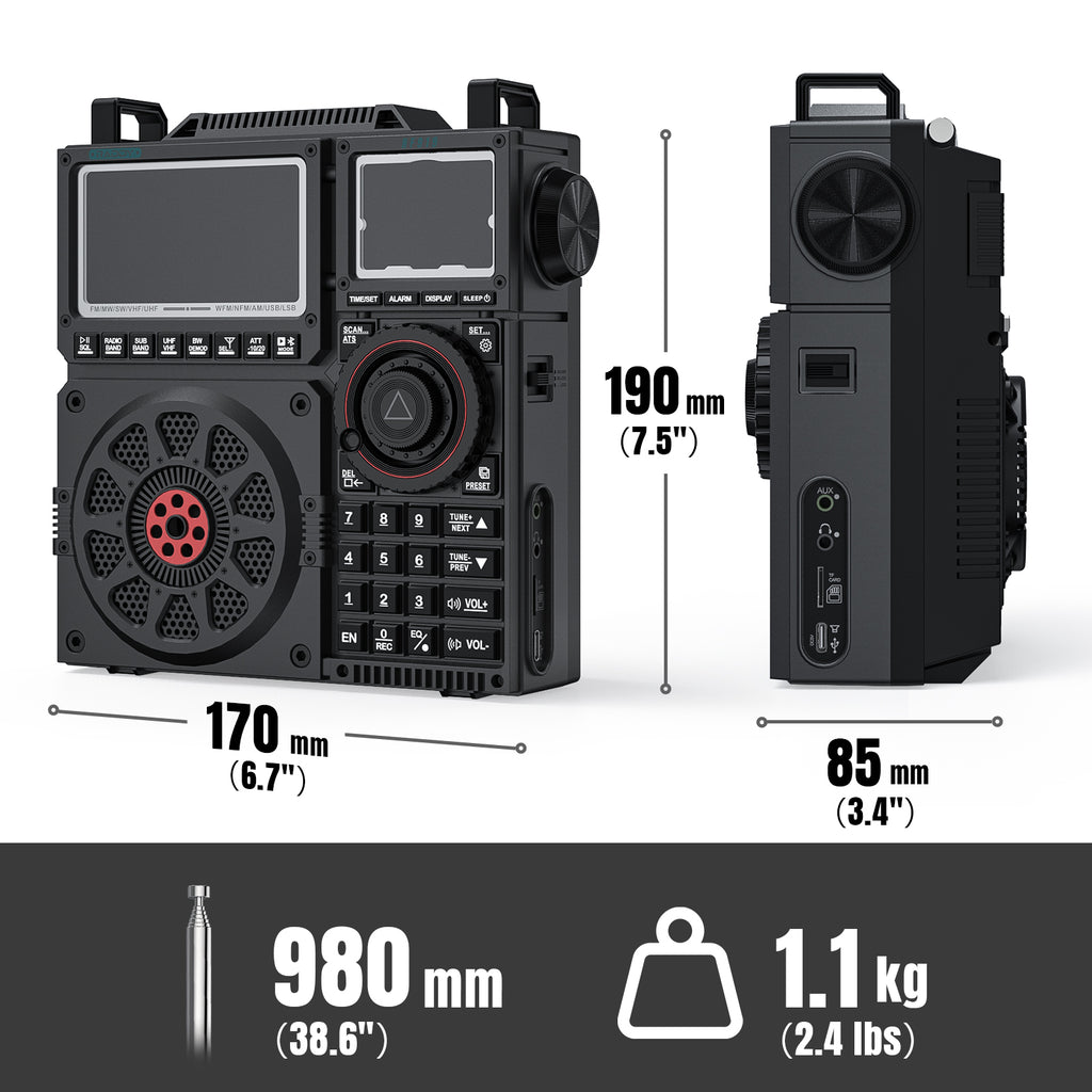 Raddy RF919 Shortwave Radio | Full Band Receiver with SSB | 20W ...