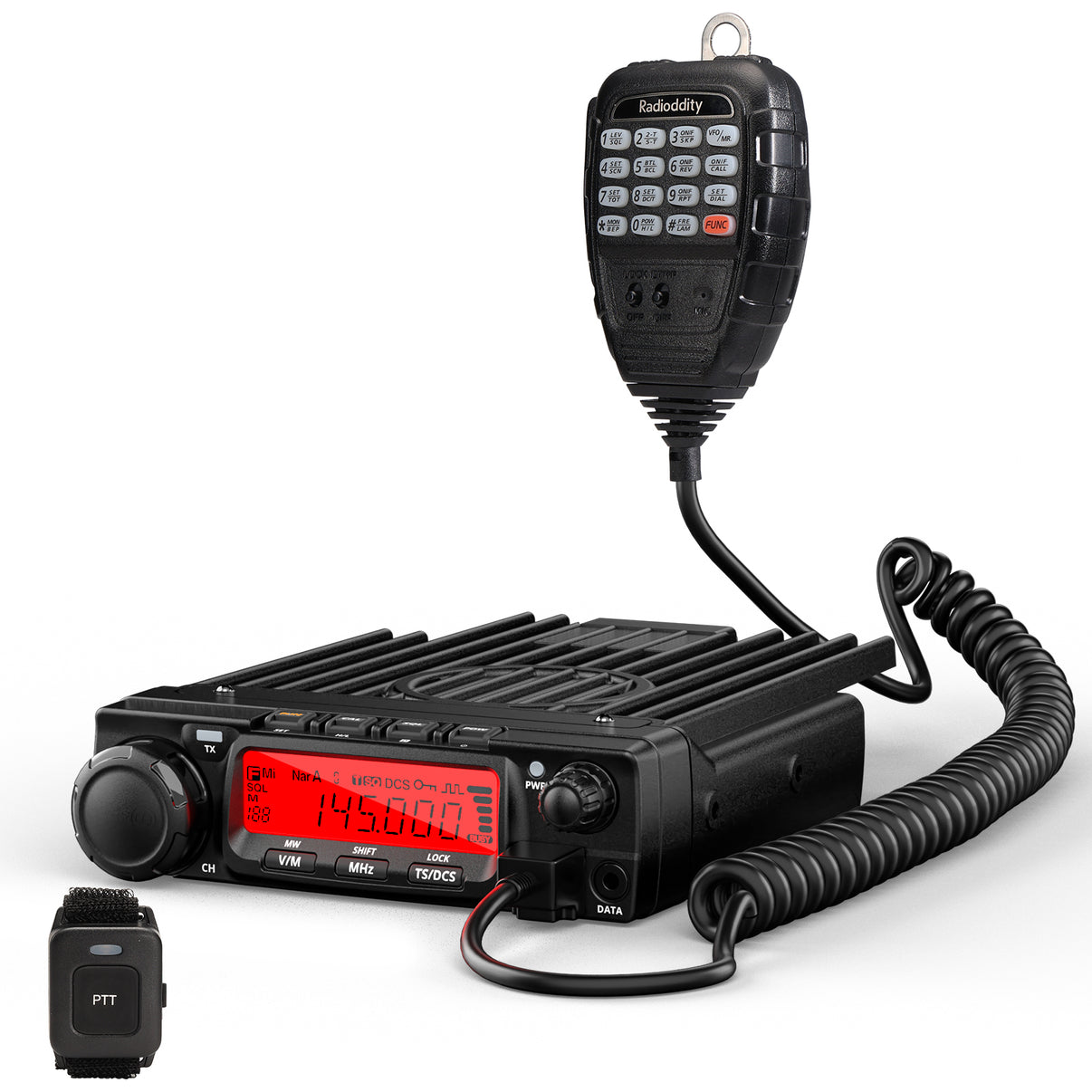 Radioddity VB70-B Mobile Radio | VHF | Max 70W | Bluetooth PTT | Backg