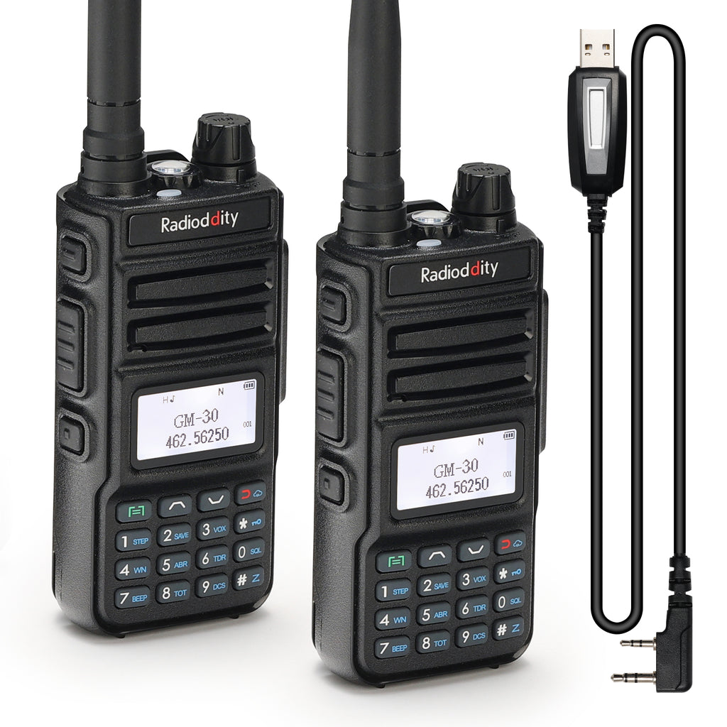 Radioddity GM-30 GMRS Radio [2 Pack + Cable] | 5W | VHF & UHF Scanner