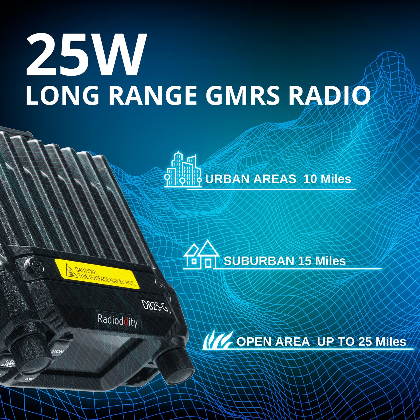 Radioddity DB25-G GMRS Mobile Radio | 25W | Quad Watch | UHF VHF Scann