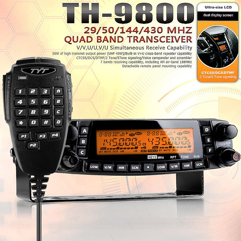 TYT TH-9800 Plus Quad Band Mobile Radio + Programming Cable – Radioddity